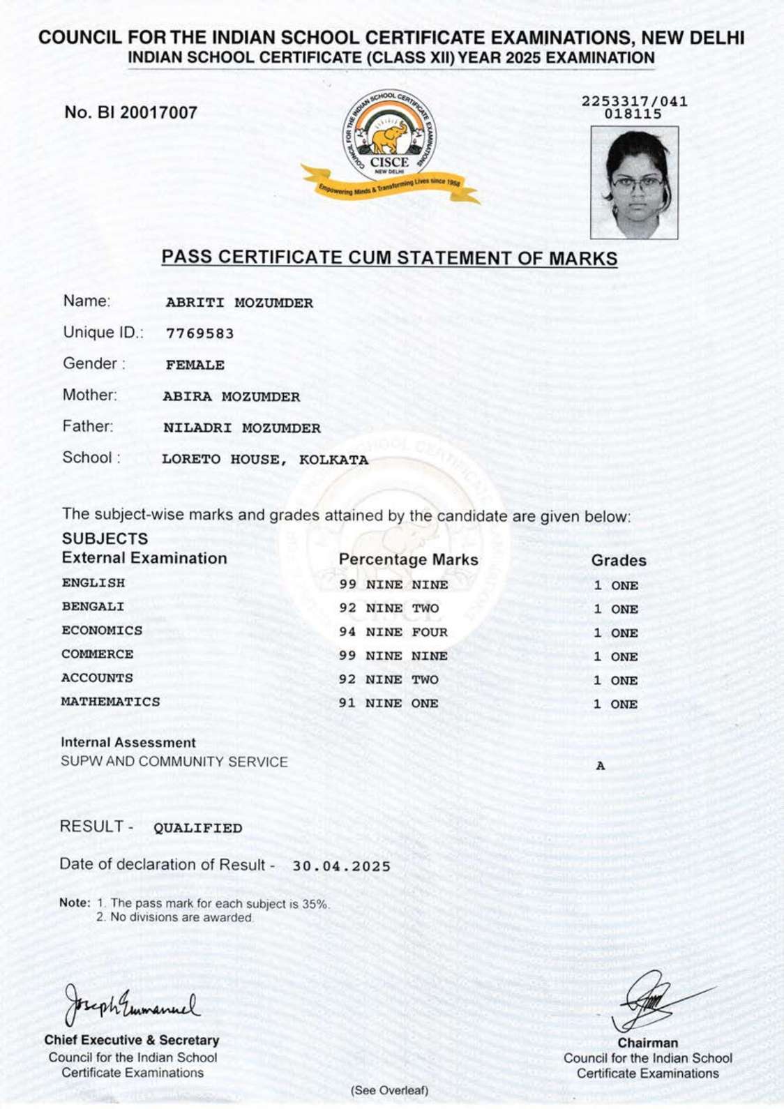 Loreto College Application Form For Admission 2023-2024